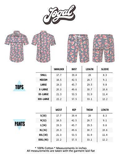 JOGAL Men's Fun Fruit Printed Short Sleeve Button Down Hawaiian Shirt Suits XX-Large Pink