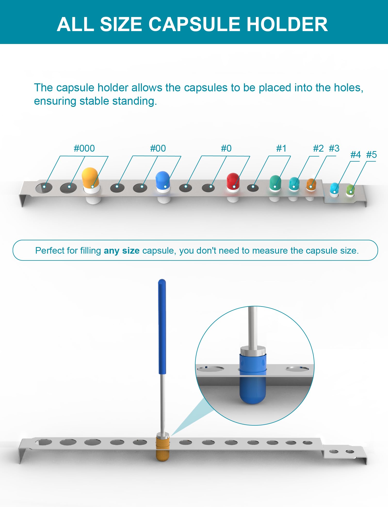 Capsule Filling Machine Kit – Pill Filler Tray Tools for Quickly Maker Empty Gel Capsules All Size 000 00 0 1 2 3 4 5, Lab Spoons Spatula Scoops Tool 13Pcs