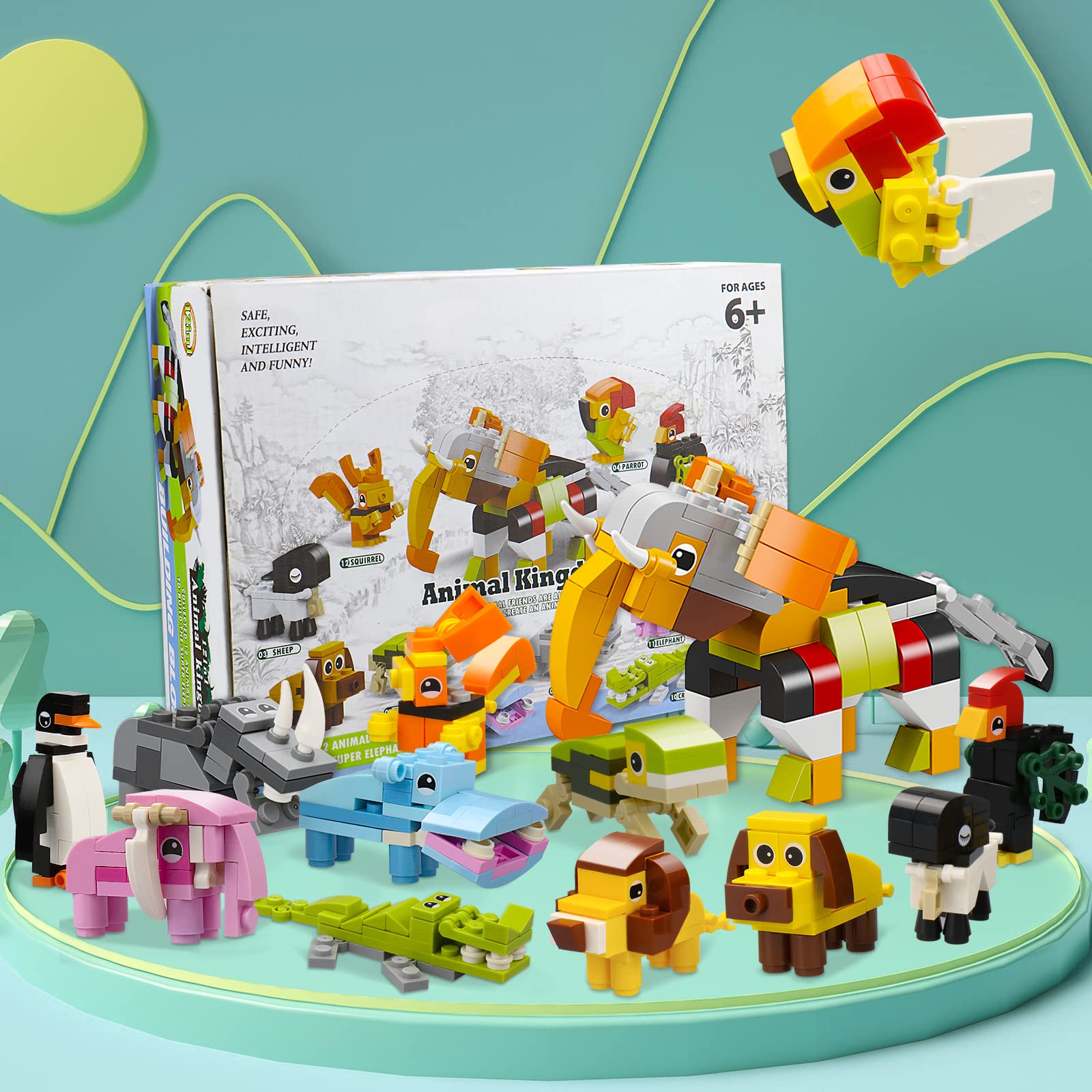 JOYPRO 12 Animals Building Blocks Valentines Gifts Exchange Party Favors for Kids