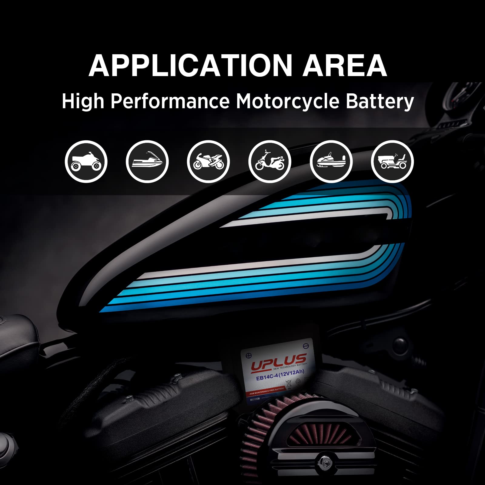 ATV Battery YTX14-BS, UPLUS EB14C-4 Scooter Snowmobile UTV Motorcycle Battery Maintenance Free - Sealed AGM Powersports Batteries Compatible with Honda Suzuki Kawasaki Yamaha