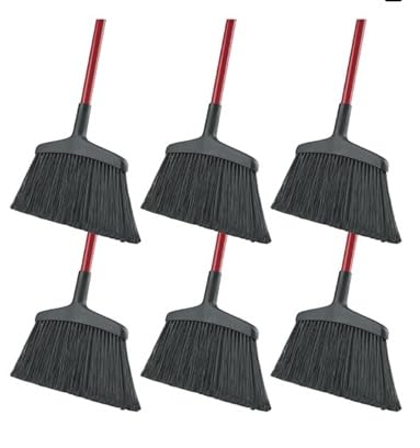 Commercial Wide Commercial Angle Broom, 55" Length, 15" Width, Black/Red (6)
