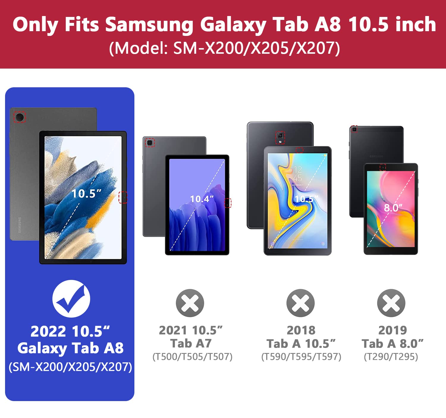 Grifobes Galaxy Tab A8 Case, for Samsung Galaxy Tab A8 Case 10.5 inch 2022 Shockproof Rugged Protective Cover with Stand for 10.5" Tablet SM-X200/X205/X207 for Kids Boys Children (Red+Blue)