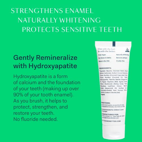Better & Better Fortify Toothpaste | Fluoride & SLS Free Hydroxyapatite Toothpaste | 1CT Mini Tube | Remineralizing Toothpaste for Sensitivity w/Organic Mints | Vegan & Whitening Sensitive Toothpaste