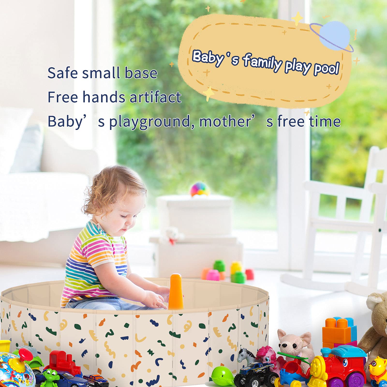 SUNWUKING Toddler Sand and Water Table - Foldable and Portable Ball Pit, Small Sandbox and Baby Sensory Play Activity Center Ideal for Game Room, Pet Bathing and Summer Fun 32 * 8 Inches
