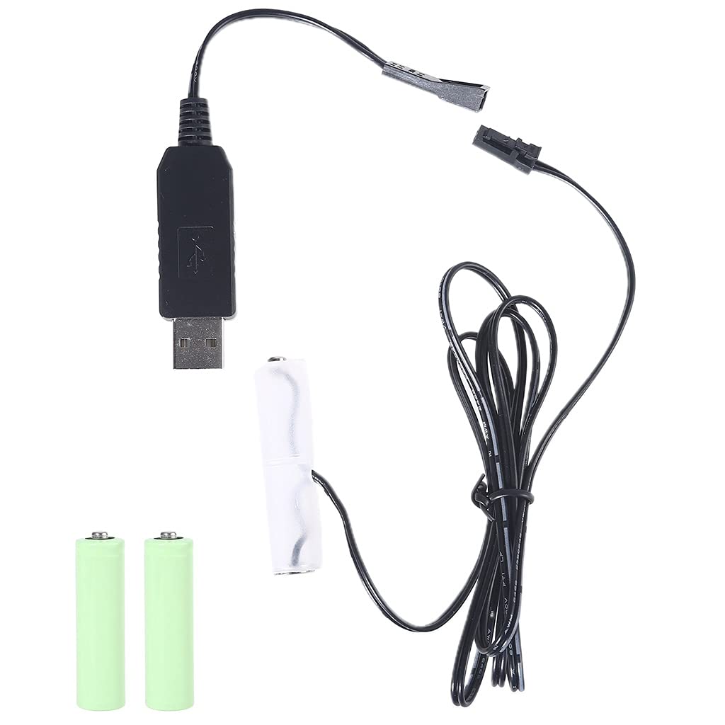 Diarypiece USB to AA Batteries Eliminators Cable, 1-4x 1.5V AA Batteries for Beard Trimmer Toothbrush Make-up Mirror Gameboy