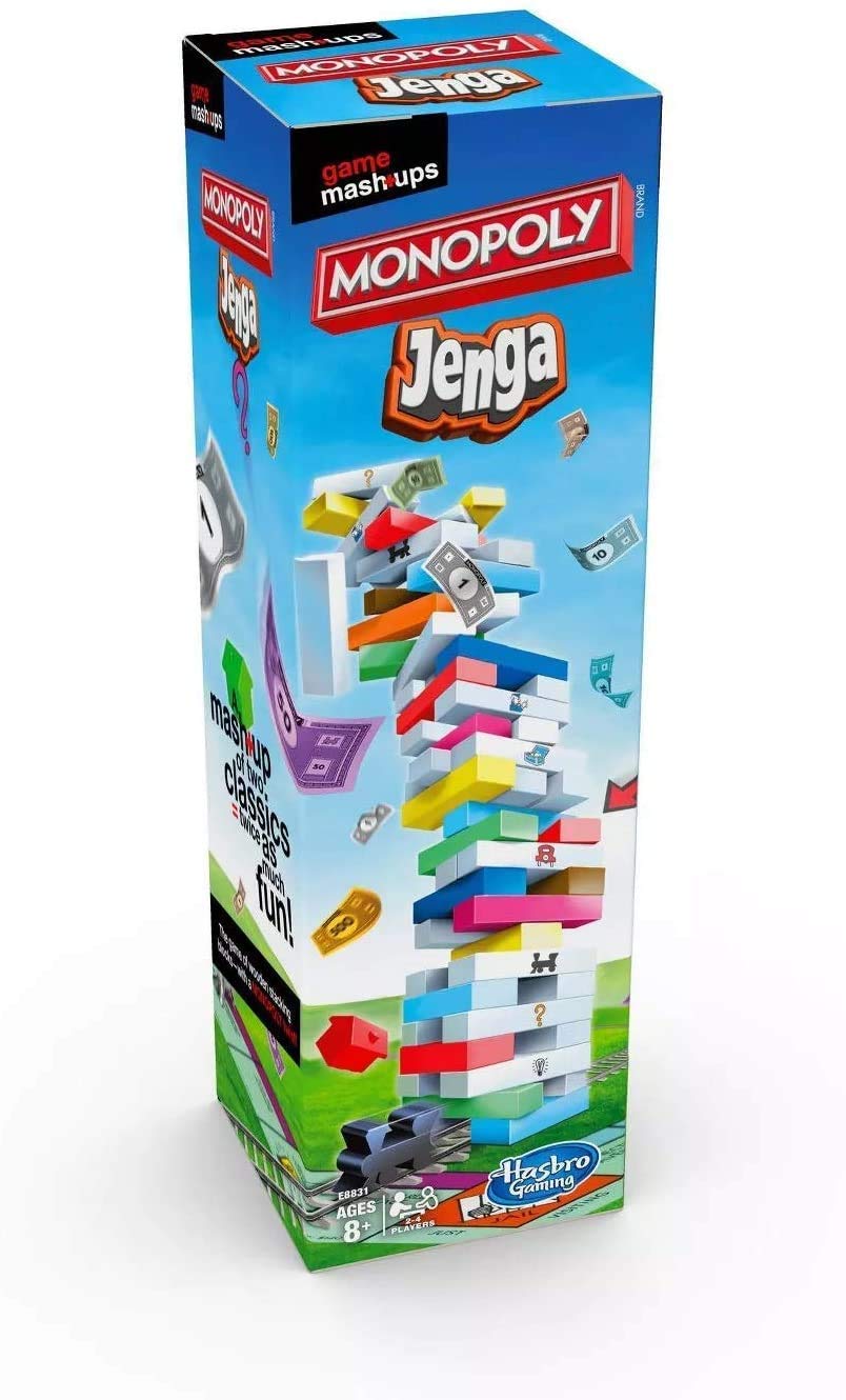 MONOPOLY Original Jenga Two Famous Fun Games in One