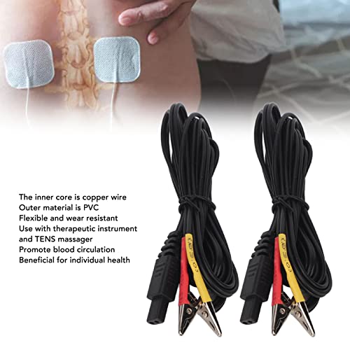 Clip Electrode Connective Cord, 5pcs Wide Applicability Clip Electrode Wire Potable Size Black for TENS Machine for Digital Therapeutic Machine
