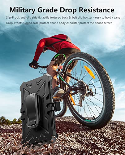 FNTCASE for iPhone 14Plus Phone Case: Rugged Protective Belt Clip Holster Heavy Duty with Built in Kickstand - 360 Protection Shockproof Cover for Apple iPhone 14 Plus Cases, 6.7inch (Matte Black)