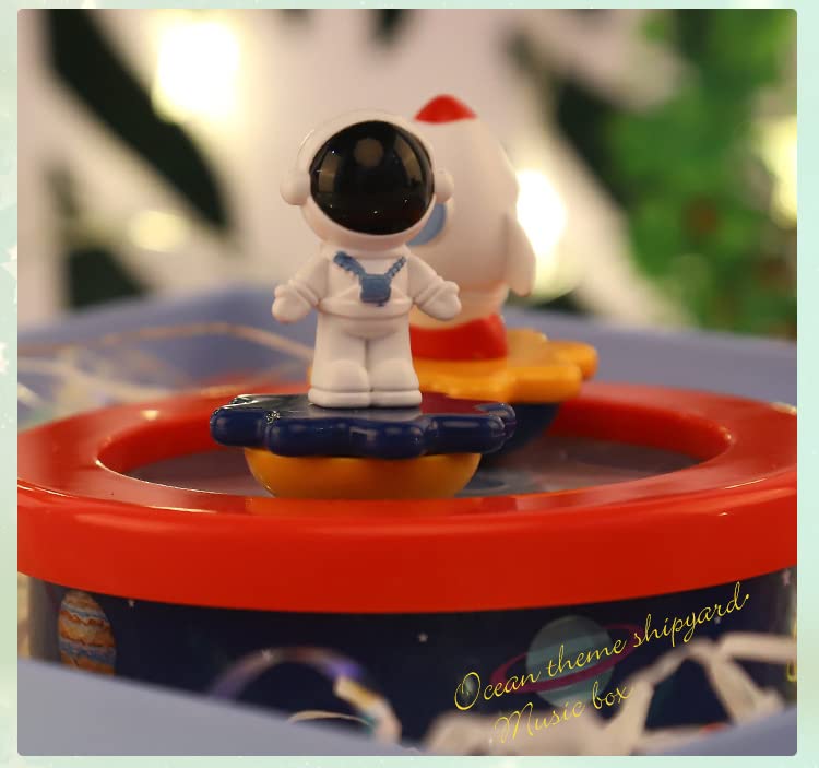 BUAOQIMO Music Box Astronaut Rotating Planet Exploration Music Box Birthday Gift for Children's Toy