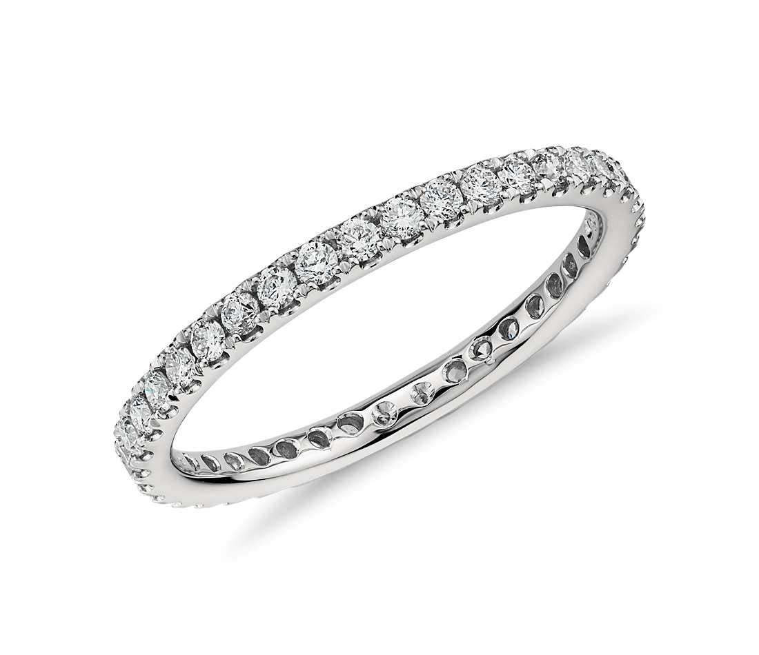 Blocaci 14k White Rose Yellow Gold Wedding Bands 1/2 Carat (ctw) Comfort Fit Eternity Petite Micropave Moissanite Wedding Rings for Women