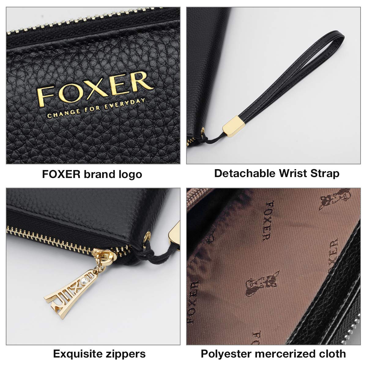Leather Wallets for Women, Genuine Leather RFID Blocking Gift Box Packaging, Black, One Size