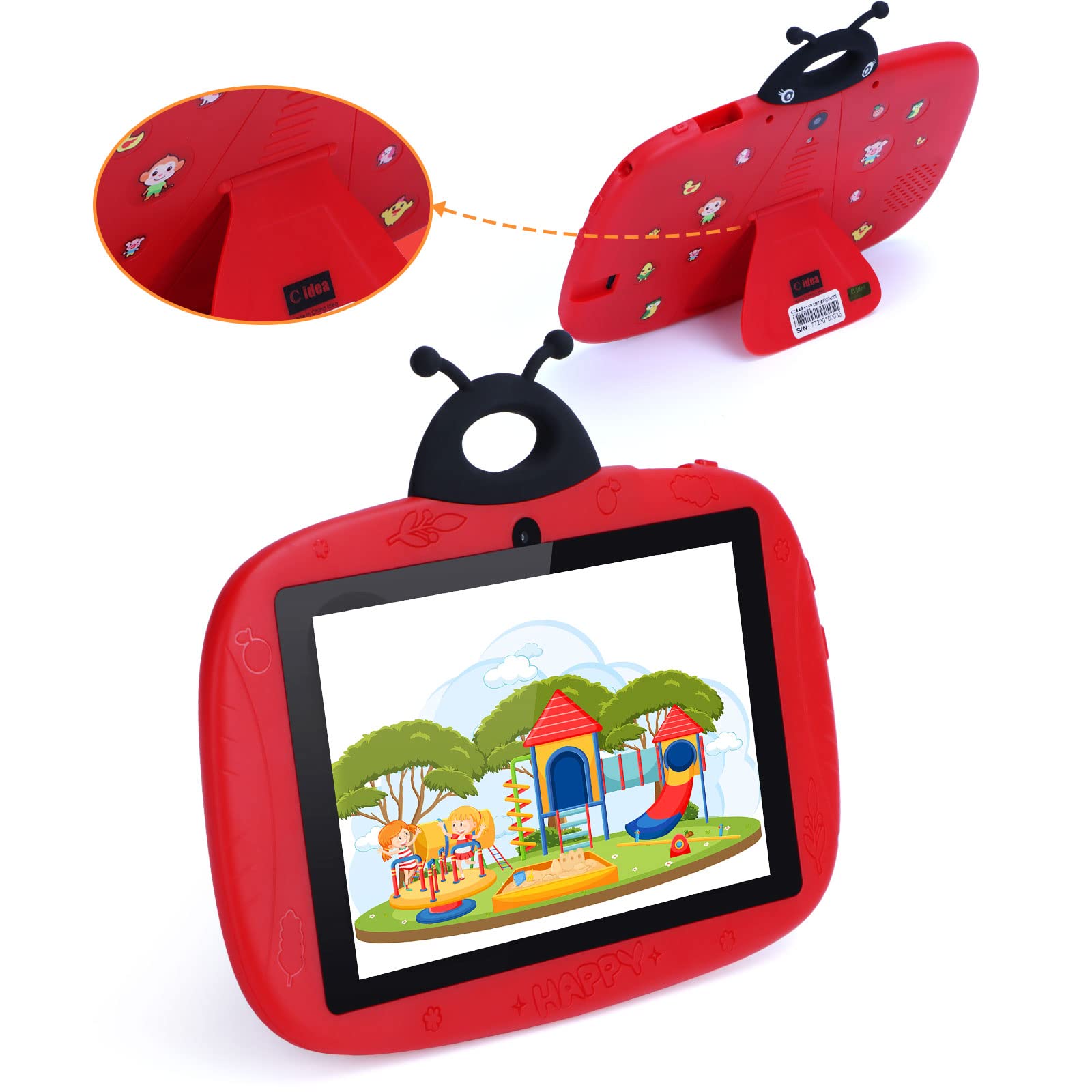 C idea 7 Inch Tablets for Kids,Android 12 Kids Tablet Age 2-5,32GB ROM+1TB Storage Expandable,Iwawa Pre-Installed Small Smart Kids Tablets for Girls Boys Children Educational(Ladybug)