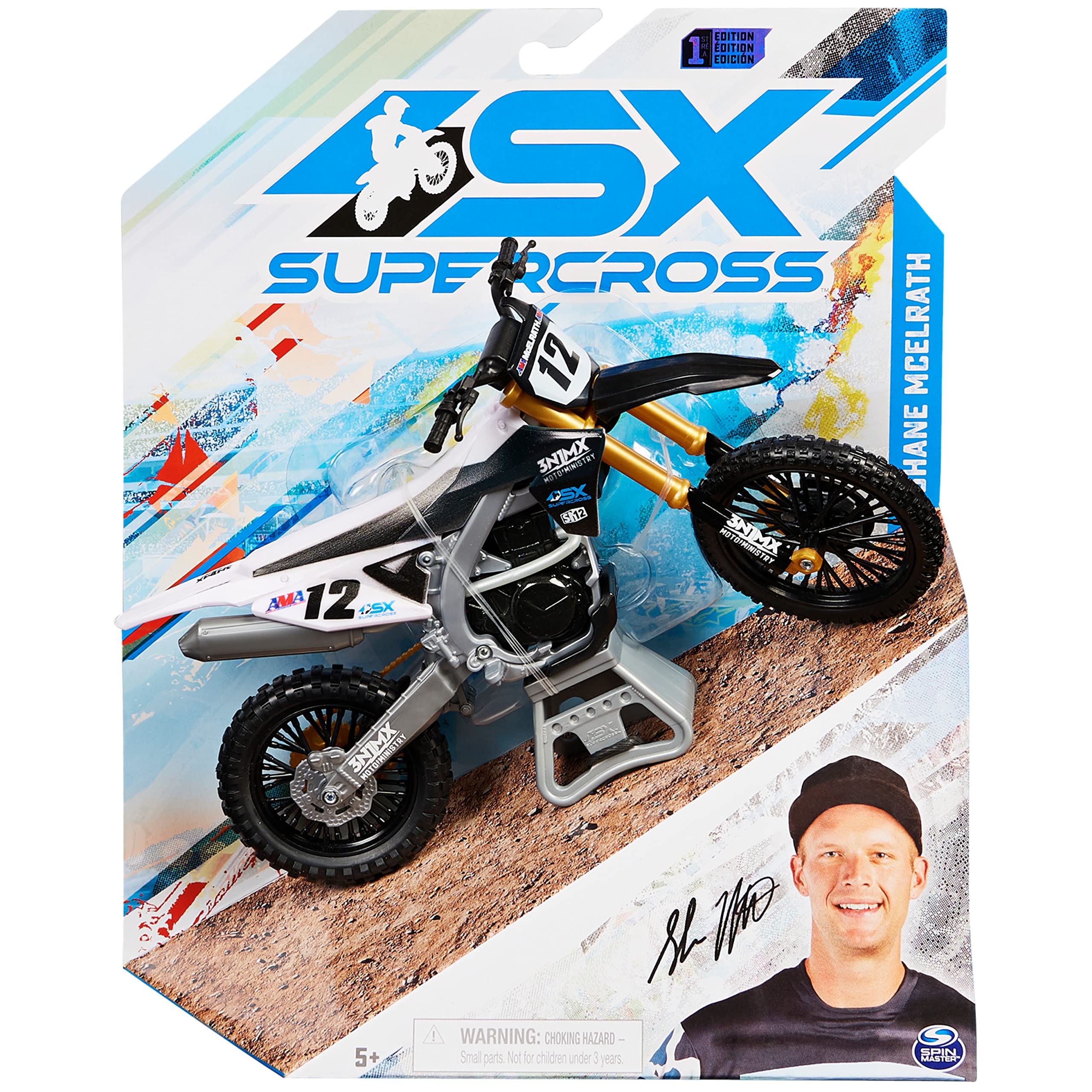 Supercross, Authentic Shane McElrath 1:10 Scale Collector Die-Cast Toy Motorcycle Replica with Display Stand, for Collectors and Kids Age 5 and Up