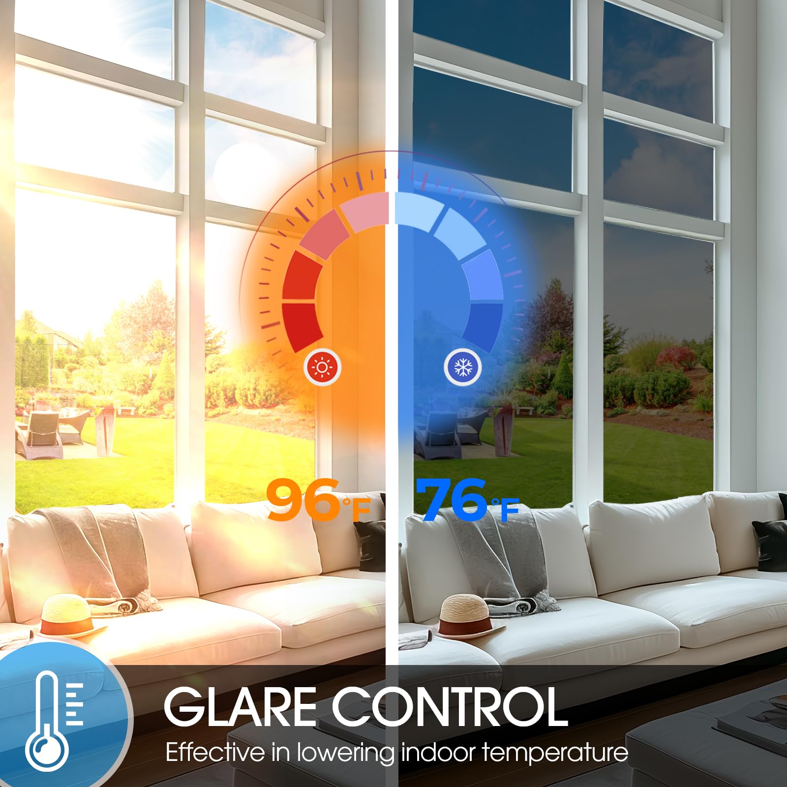 bofeifs Window Tint for Home One Way Privacy Window Film Sun Blocking Reflective Removable Window Clings for Glass Windows See Out Not in Uv Heat Blocker Peel and Stick Mirror Summer House Window Tint