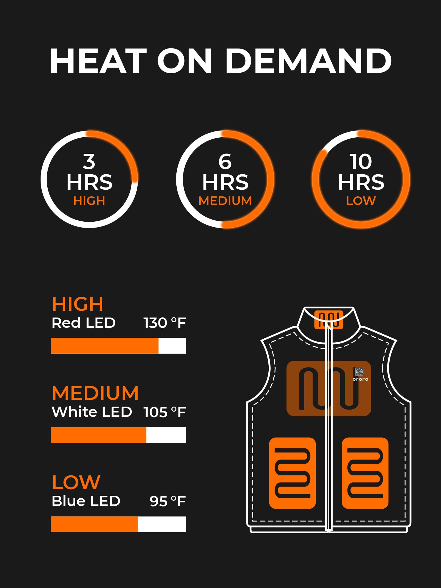 ORORO Men's Heated Down Vest with Battery, Lightweight Heated Vest with 800 Fill Down (Charger Not Included)(Black, XL)
