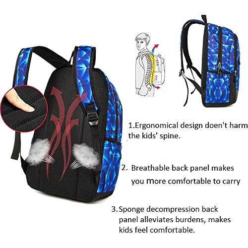 ETAISHOW Football-Print Backpack for Boys Elementary Middle School Soccer Backpack for Kids Bookbag for Teens