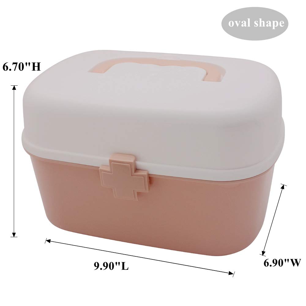 BangQiao Plastic First Aid Storage Box Container Bin with Removable Tray and Portable Handle, Family Emergency Medicine Kit Case Organizer, White&Gray
