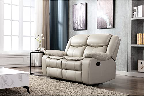 Familymill Breathable Leather Manual Reclining Loveseat for Living Room