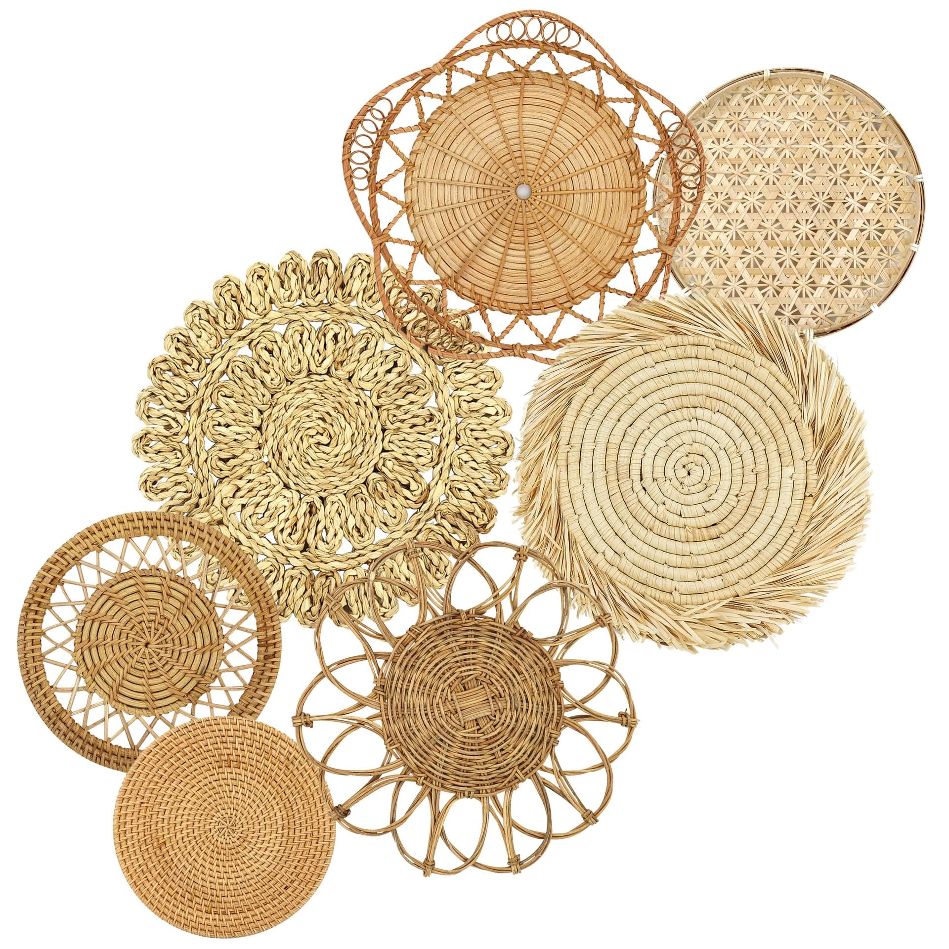 Boho Wall Basket Decor Set of 3 - Indoor & Outdoor Hanging Basket Wall Decor Set, Woven Baskets Rattan Wall Decor, Boho Wall Baskets For Wall Decor, Wicker Wall Decor Baskets, Woven Basket Wall Decor