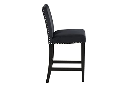 ERDAYE 5 Pcs 5-Piece Counter Height Set with One Faux Marble Table and Four Velvet Upholstered-Seat Chairs for Home Kitchen Dining Room Furniture Breakfast, Lunch and Dinner, Black