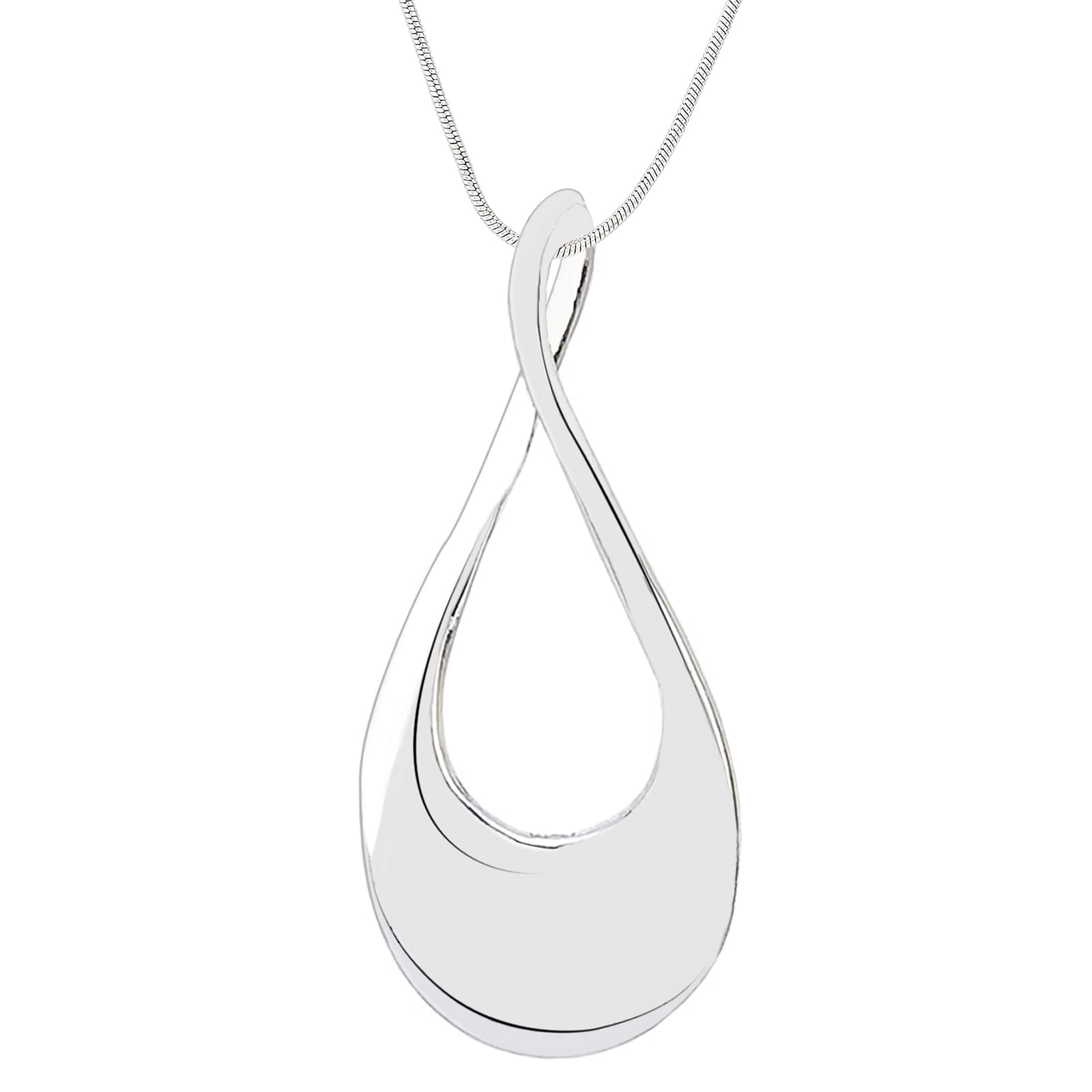 Madison Tyler Silver Classic Jewelry Collection | Teardrop Necklace with 18" Inch Snake Chain | Silver Earring Set (Teardrop Necklace Set)