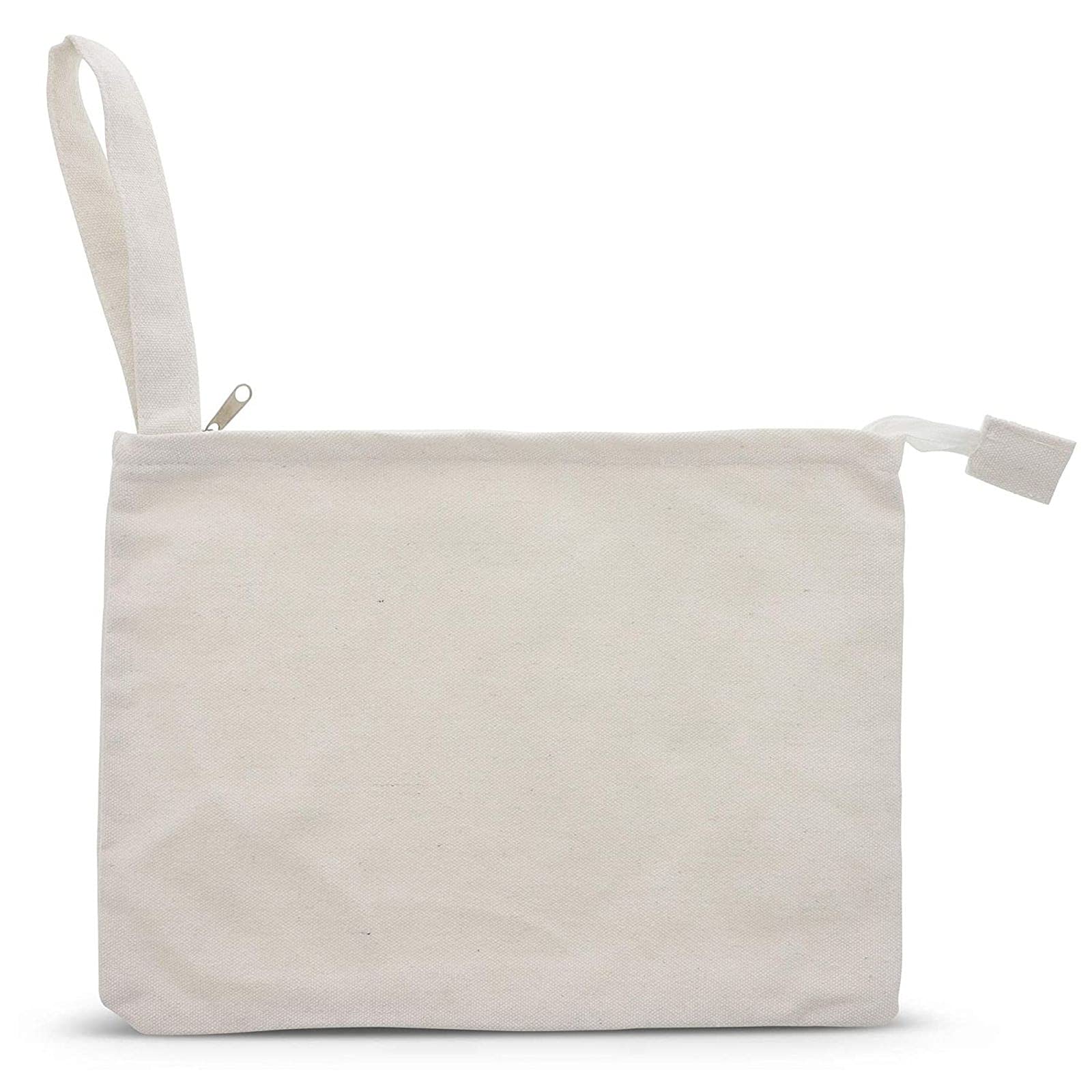 Bright Creations DIY White Cotton Cosmetic Makeup Zipper Pouch (8 x 11 in, 5 Pack)