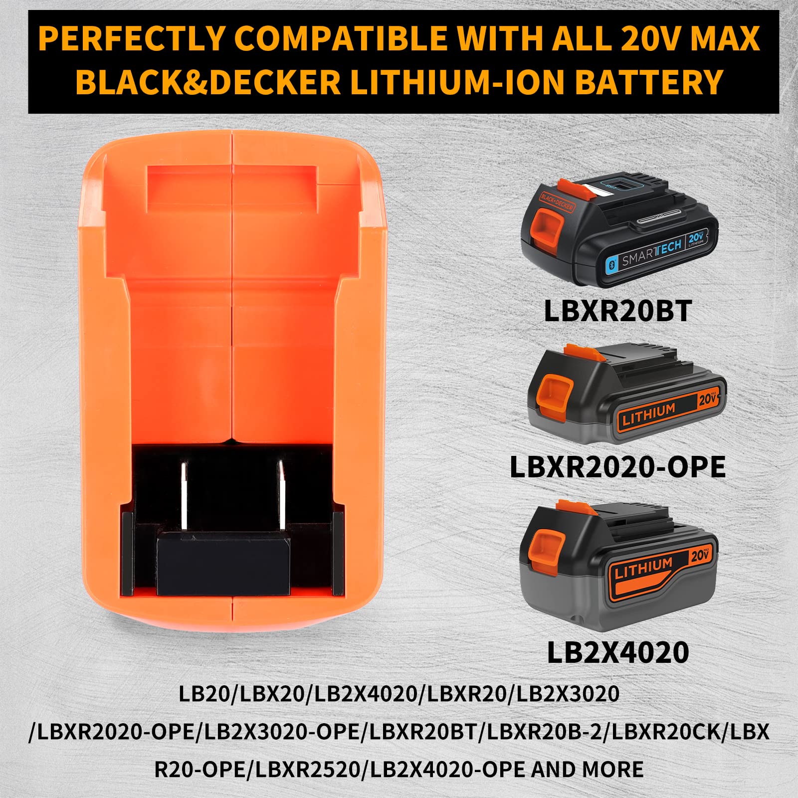 Battery Adapter for Black and Decker 20v Lithium Battery USB Phone Charger, Led Work Light with Dual USB Charger and 12v DC Port,Power Source Supply for 14.4-20v Max Lithium-Ion Battery