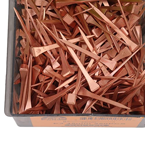 Jopwkuin Horseshoe Nails, Shoeing Nails Copper Plating Proper Stiffness 250Pcs Strict Roll Down for Livestock Farm(E4 48mm/1.89in)