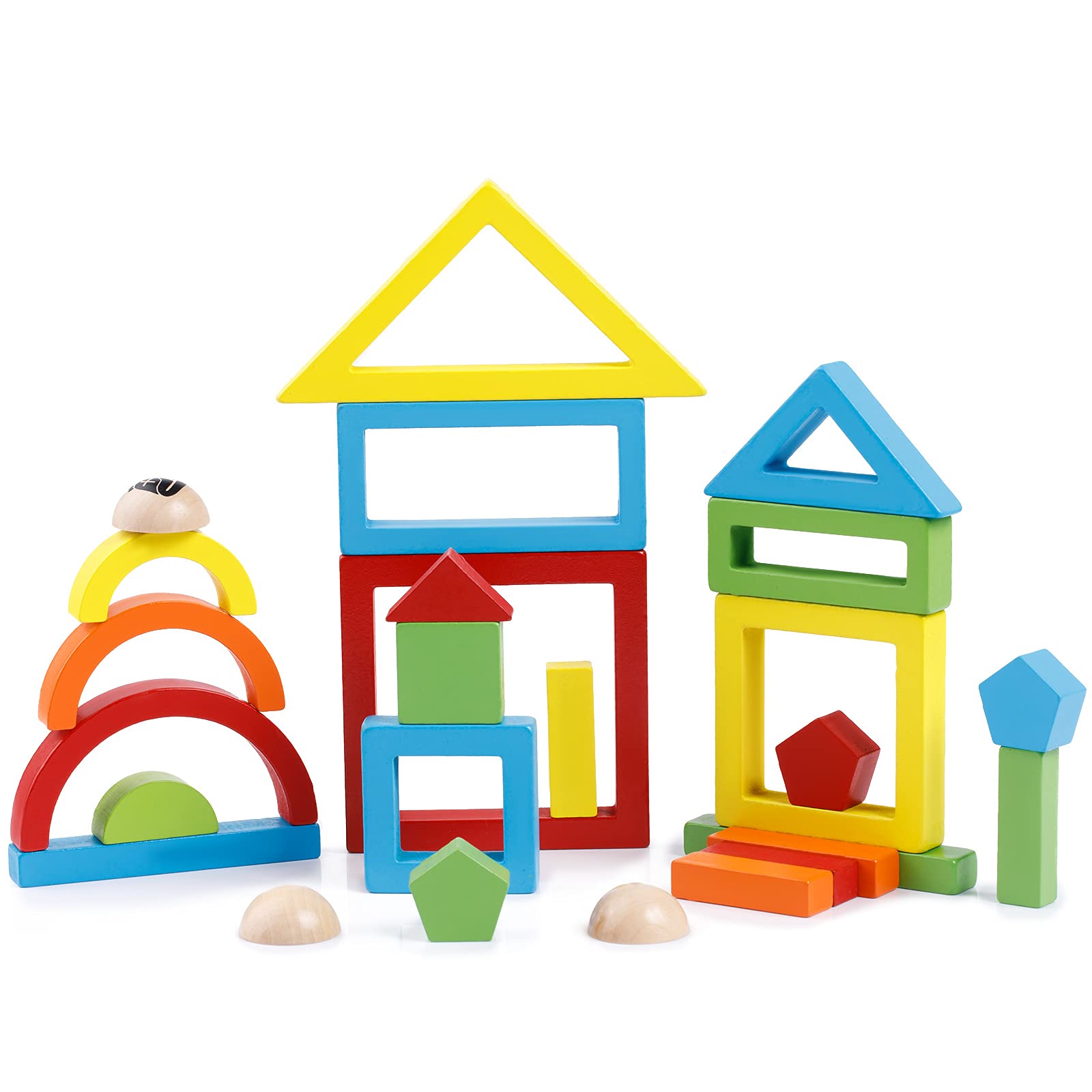 Montessori Toys for 2 Year Old Boys Girls Wooden Toys for Toddlers 1-3, 26 Pcs Wooden Stacking Toys for Preschool Kids