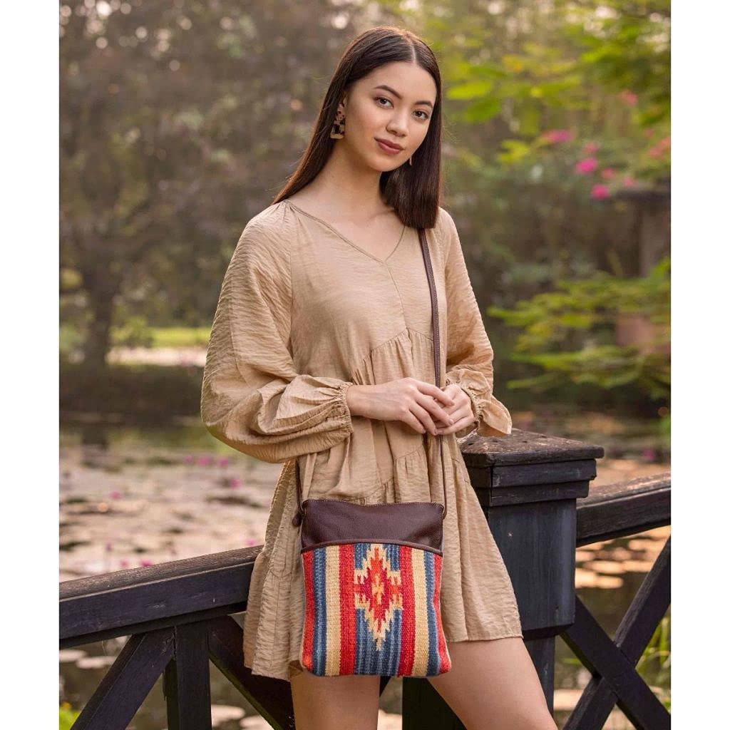 Myra Bag Flaming Small & Cross-Body Bag Upcycled Cotton & Cowhide Leather S-3068