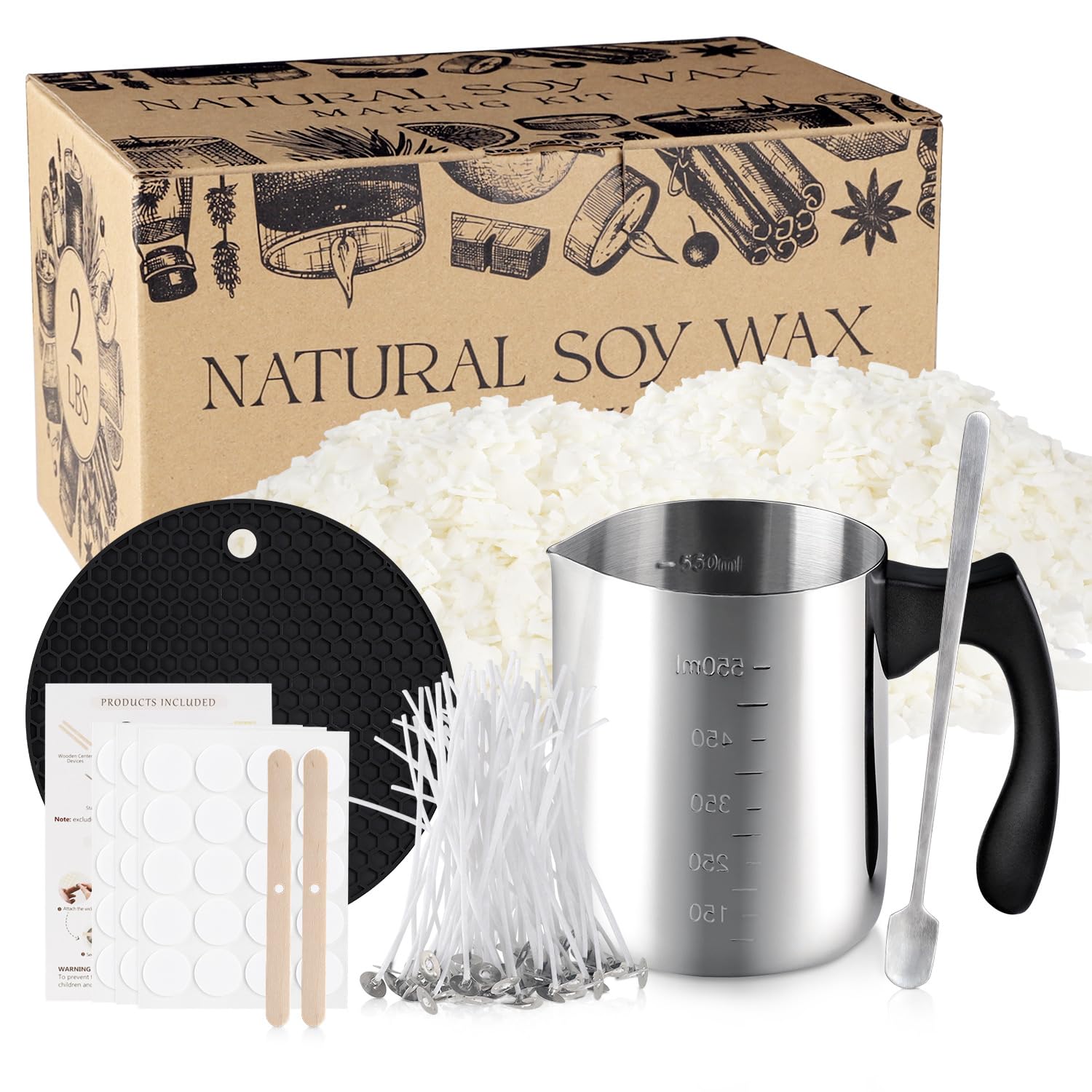 Candle Making Kits for Adults,Beginner,Kids, Soy Wax, Making Supplies Include 10 LB Soy Wax Flakes, 100 Candle Wick, Centering Devices, Melting Pot