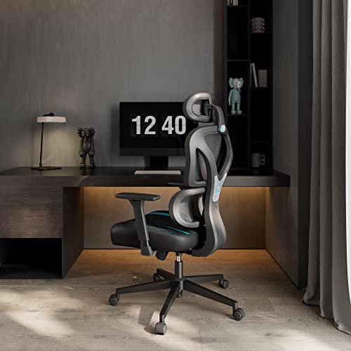 EUREKA ERGONOMIC Gaming Chair,Mesh Home Office Desk Chairs,Dual Back 3D Lumbar Support,Adjustable Armrest Headrest,Hight Back,Breathable Comfortable PC Computer Sillas Gamer Reclining Chair(Blue)