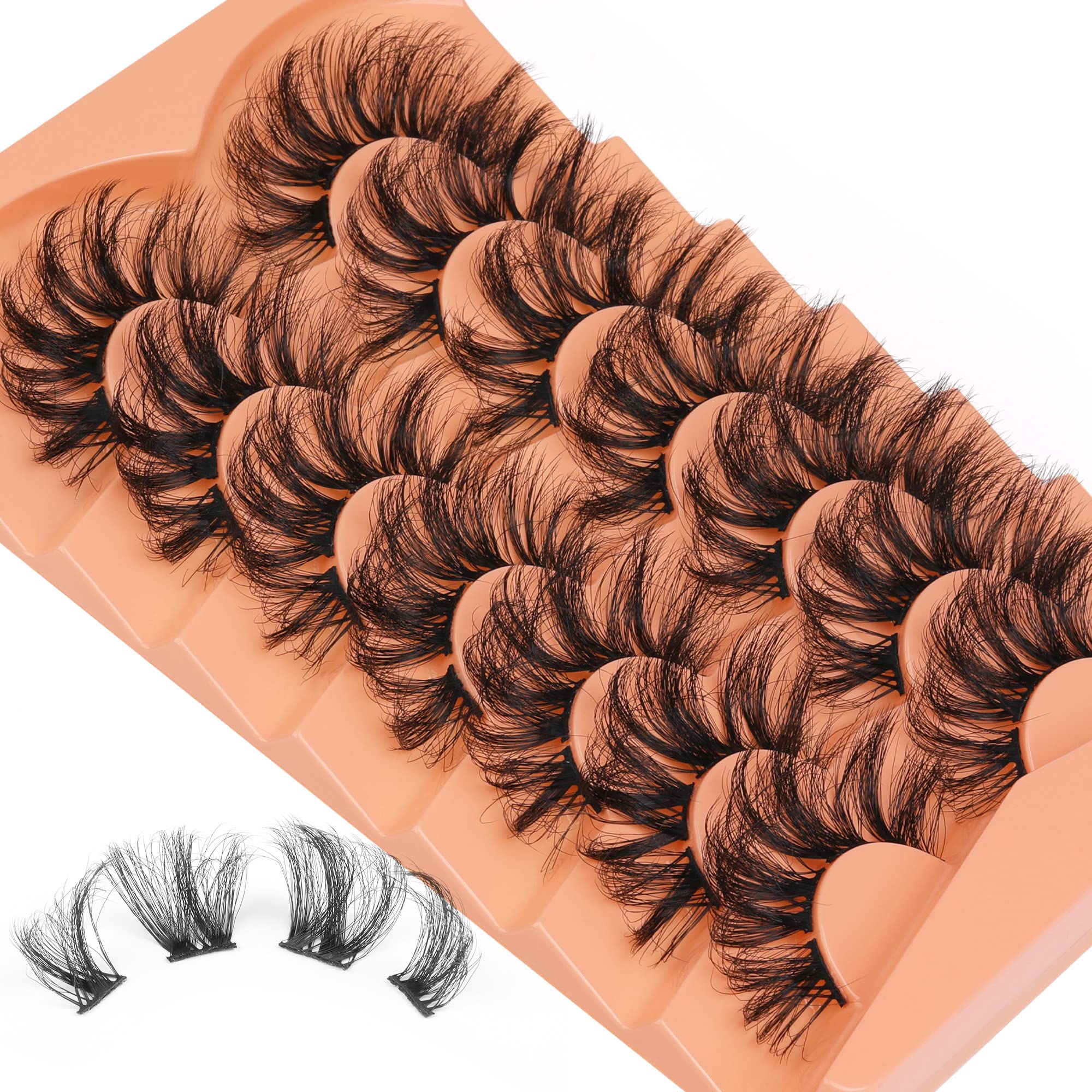Cluster Lashes False Eyelashes Natural Look Fluffy Wispy Faux Mink Lashes Pack 16-20MM DIY Individual Lashes Cat Eye False Lashes 7 Pairs by Ruairie