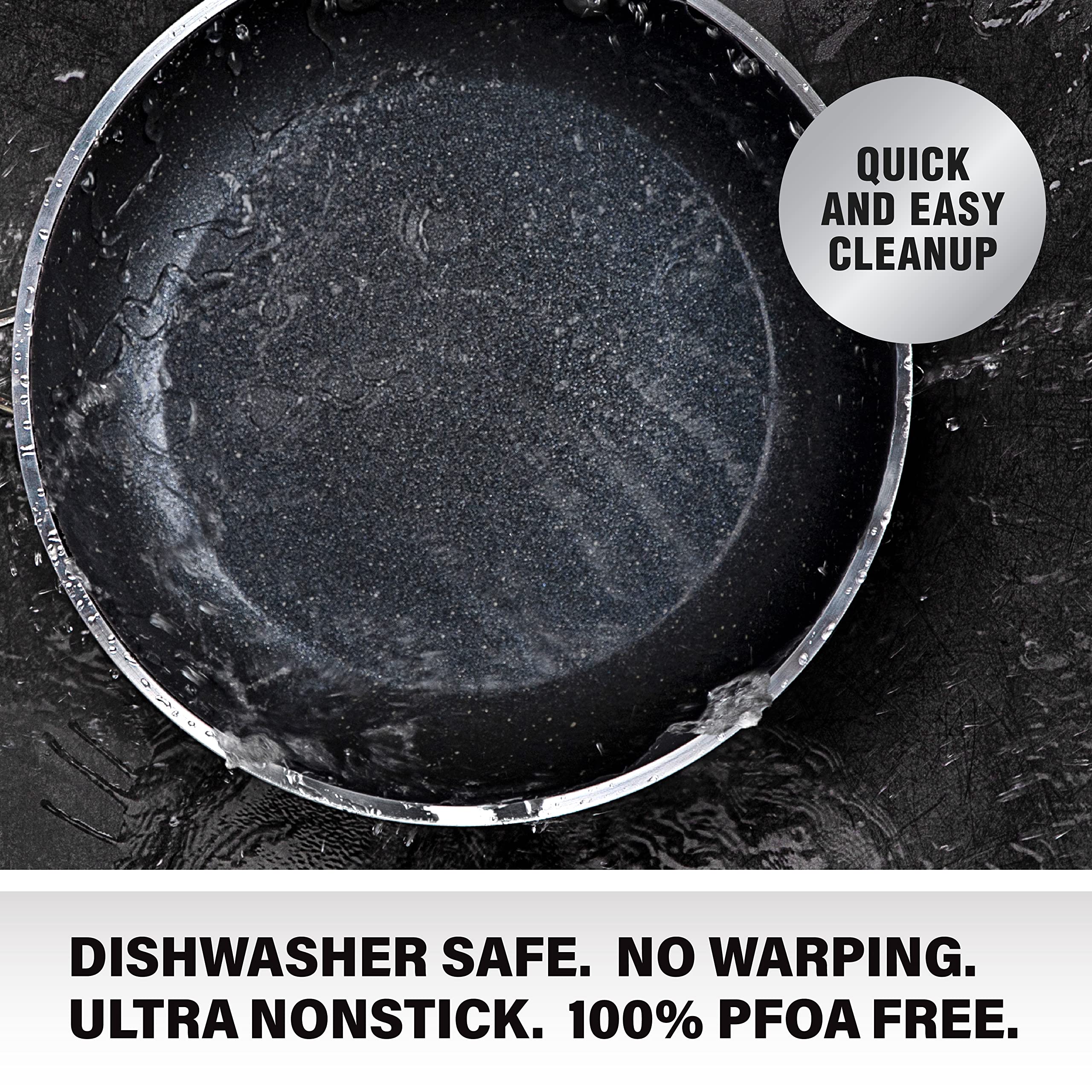 Granitestone Nonstick 3 Quart Saucepan with Glass Lid, Small Pot with Lid-Ultra Durable Coating with Brushed Exterior Silver-100% PFOA Free-Dishwasher & Oven Safe