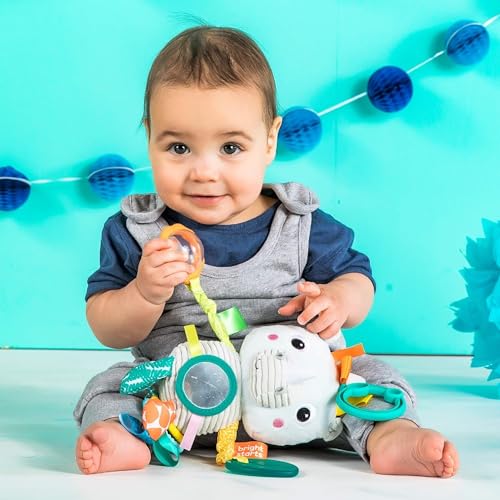 Bright Starts Rhino Playful Pals Take-Along BPA-Free Stroller Baby Toy, Age Newborn+