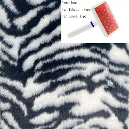 Highshion Artificial Shaggy Faux Fur Fabric | 64" x 36" | Camera Floor Chair Cover Seat Cushion for Any DIY Craft | Rectangular Patch Costume | Plush Crafting Sewing(64"X36",Zebra Stripe)