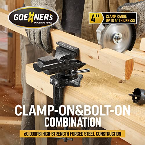 Dual-Purpose Bench Vise 3.3" Universal with Multifunctional jaw, 360° Swivel Clamps on Vise, Multi-functional Combined Vise with Quick Adjustment, Movable Home Vice for Woodworking