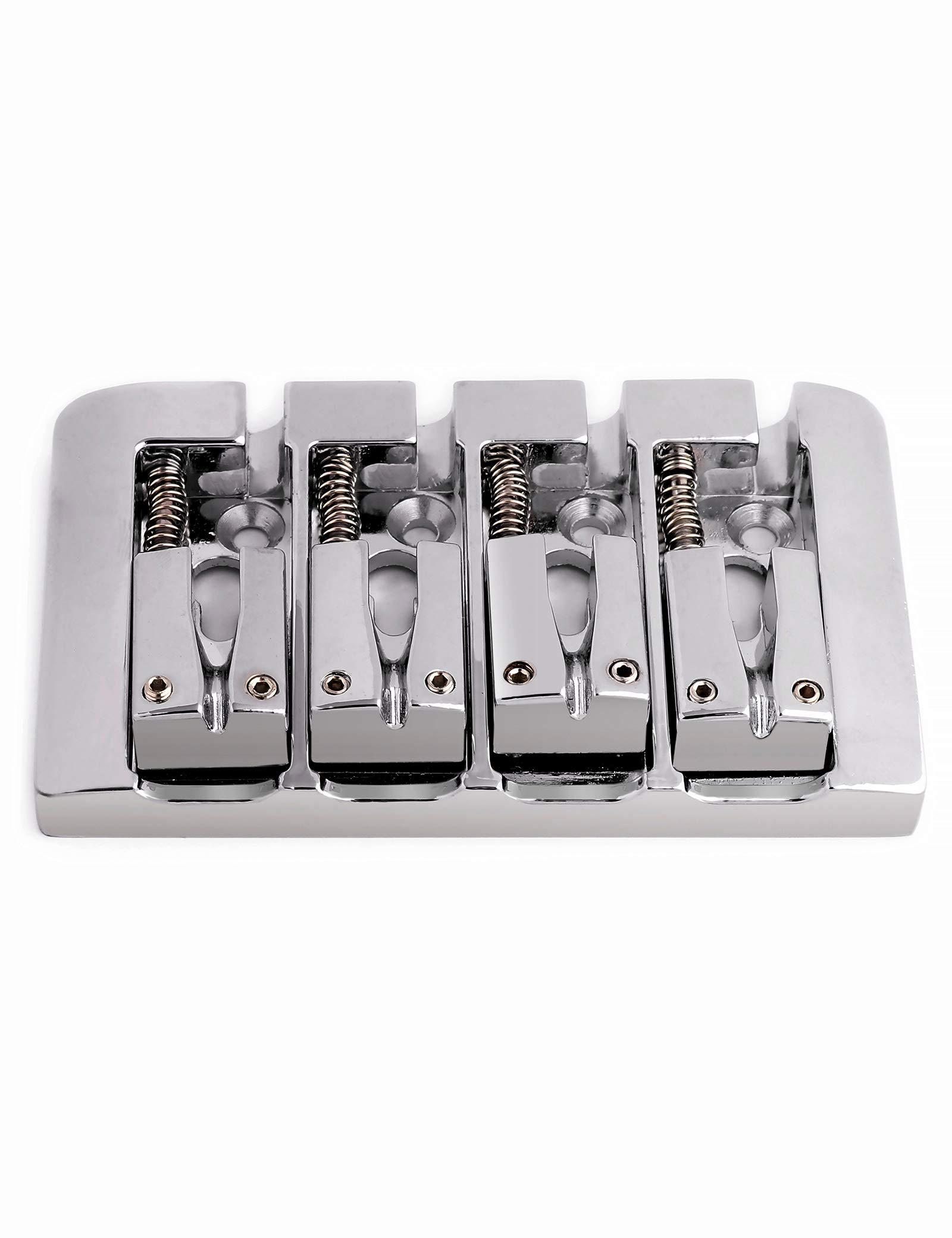 Bogart 4 String Bass Bridge A Style Top Load and String Through Body Tailpiece with Zinc Saddles for Electric Jazz Bass P Bass Chrome High Mass.