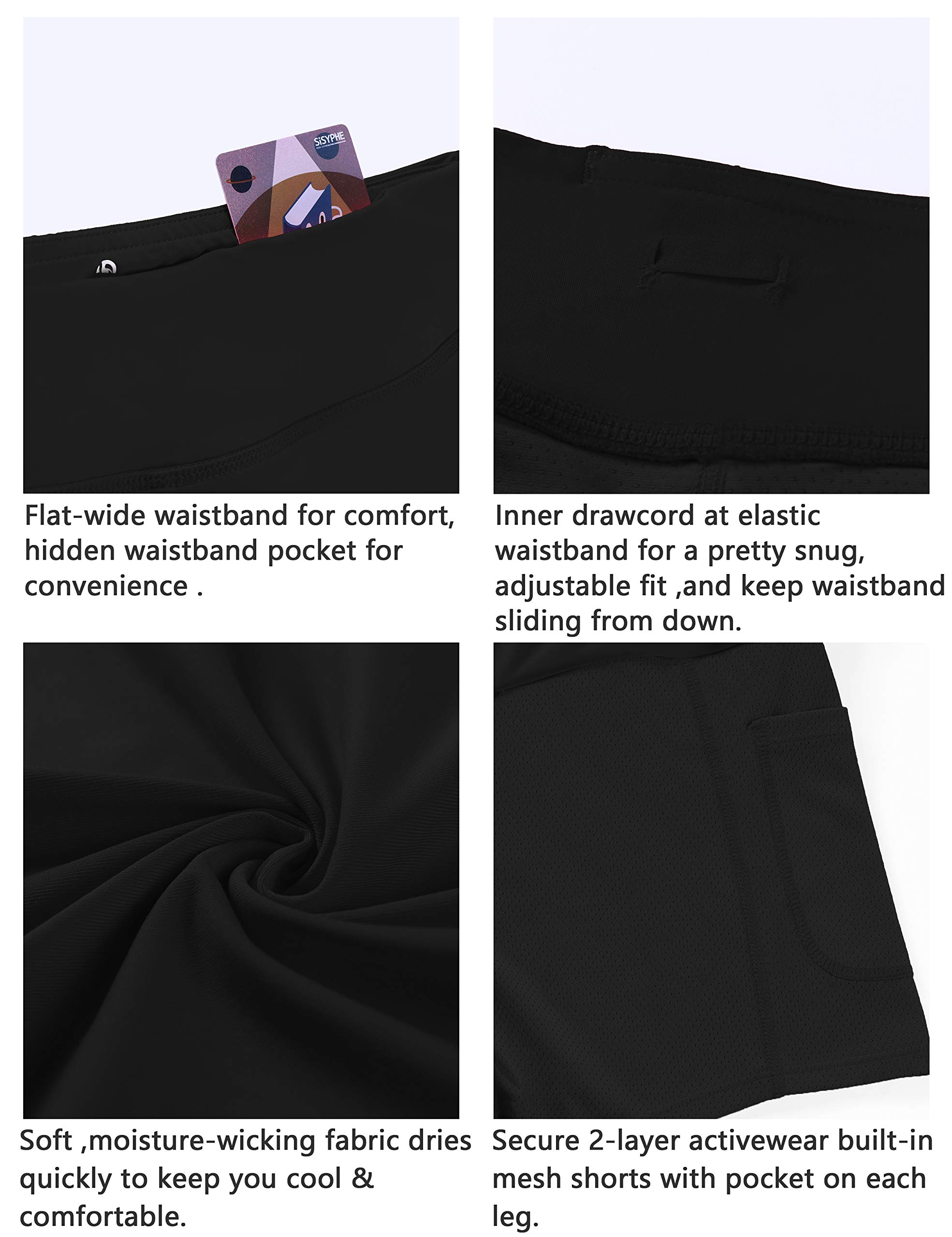 BUBBLELIME 5"/19"/26" XXS-XL Women's UPF 50+ Adjustable Running Skort - Pleated Skirt_Black(1) Medium-5" Inseam