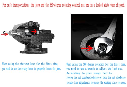 Dual-Purpose Combined Bench Vise or Table Vise, multifunctional jaw, Universal Rotate 360° Work Clamp-On Visewith Quick Adjustment, 3.3" black