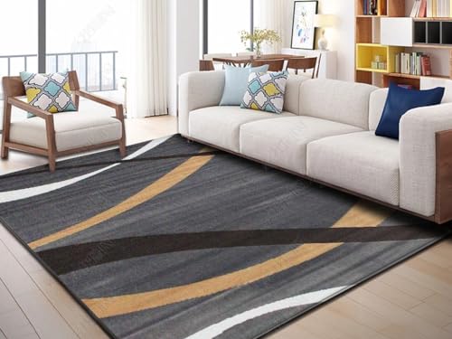 Flame Retardant Fireplace Rugs for Living Room Rugs Machine Washable 4x6 Gray Modern Fluffy Rubber Bedroom Dining Heat Resistant Area Rugs Decor