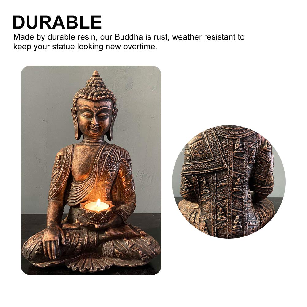 MOOUS Meditating Buddha Candle Holder Meditating Buddha Tea Light Holder Buddha Statue Candle Holder for Terrace Garden Home Decor Home Aromatherapy Accessory