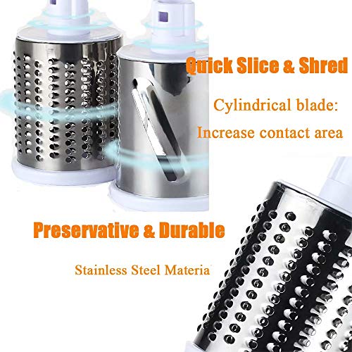 Cheese Grater Rotary Cheese Shredder Vegetable Slicer 3-in-1 Vegetable Shredder Grater Slicer Grinder for Potato Onion Cucumber Carrot Blue