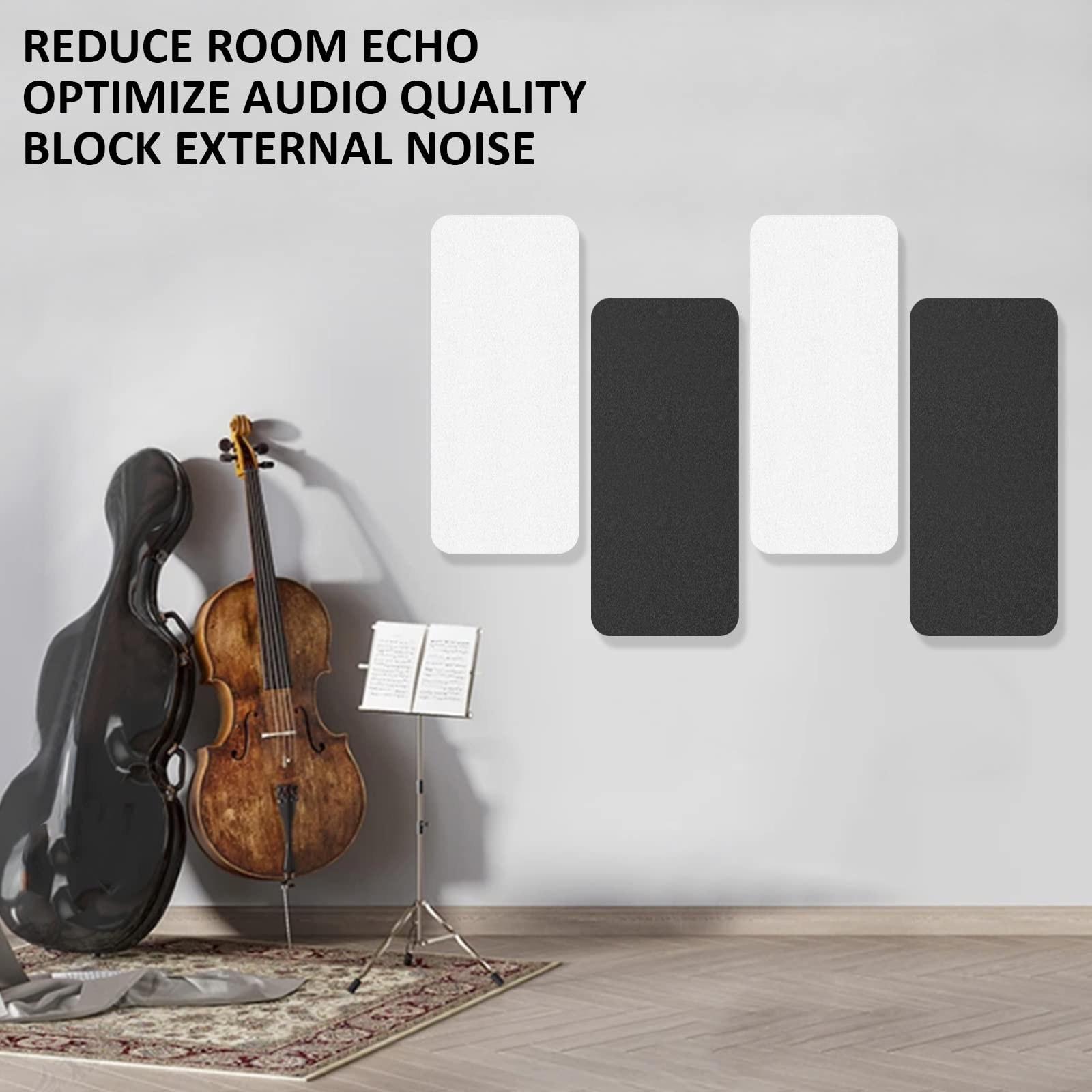 BUBOS Art Acoustic Panels, 6 Pack 24"X 12"X 0.4" Soundproof Wall Panels,Great to Reduce Noise and Eliminate Echoes,for Recording Studio,Office,Gaming Room (WHITE)