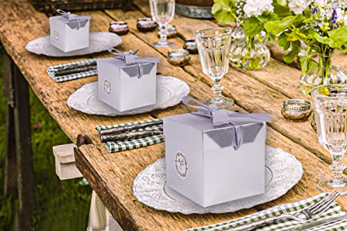 Elephant-package 12Pack Small Gift Boxes with Lids, Silver Gift Boxes with Ribbon for Wedding, Birthday, Christmas, Present Packing, Party Favor, Candle Boxes, Treat Boxes.