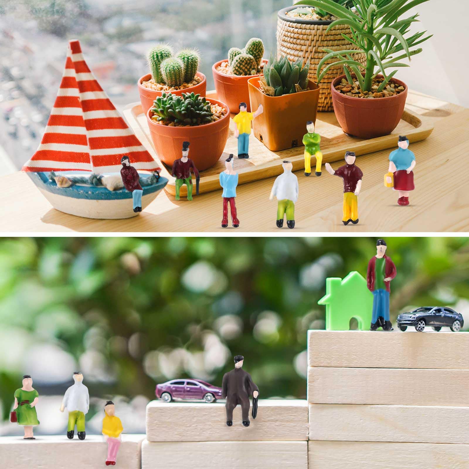 Harrycle 100 Pcs Mini People Figurines 1: 150 Scale Architectural Painted Tiny People Model Sitting and Standing Plastic Miniature People Assorted Poses Model Trains for Miniature Scenes