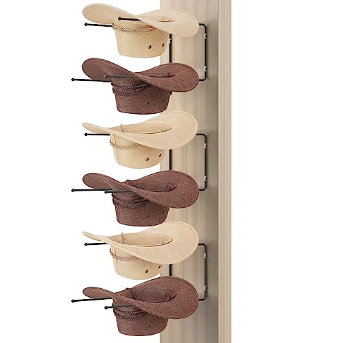 Cowboy Hat Rack - 6 Pcs Cowboy Hat Holder Organizer for Wall Décor Keeps Original Shape of Hat Black Western DIY Hat Display Storage (Without Boards)