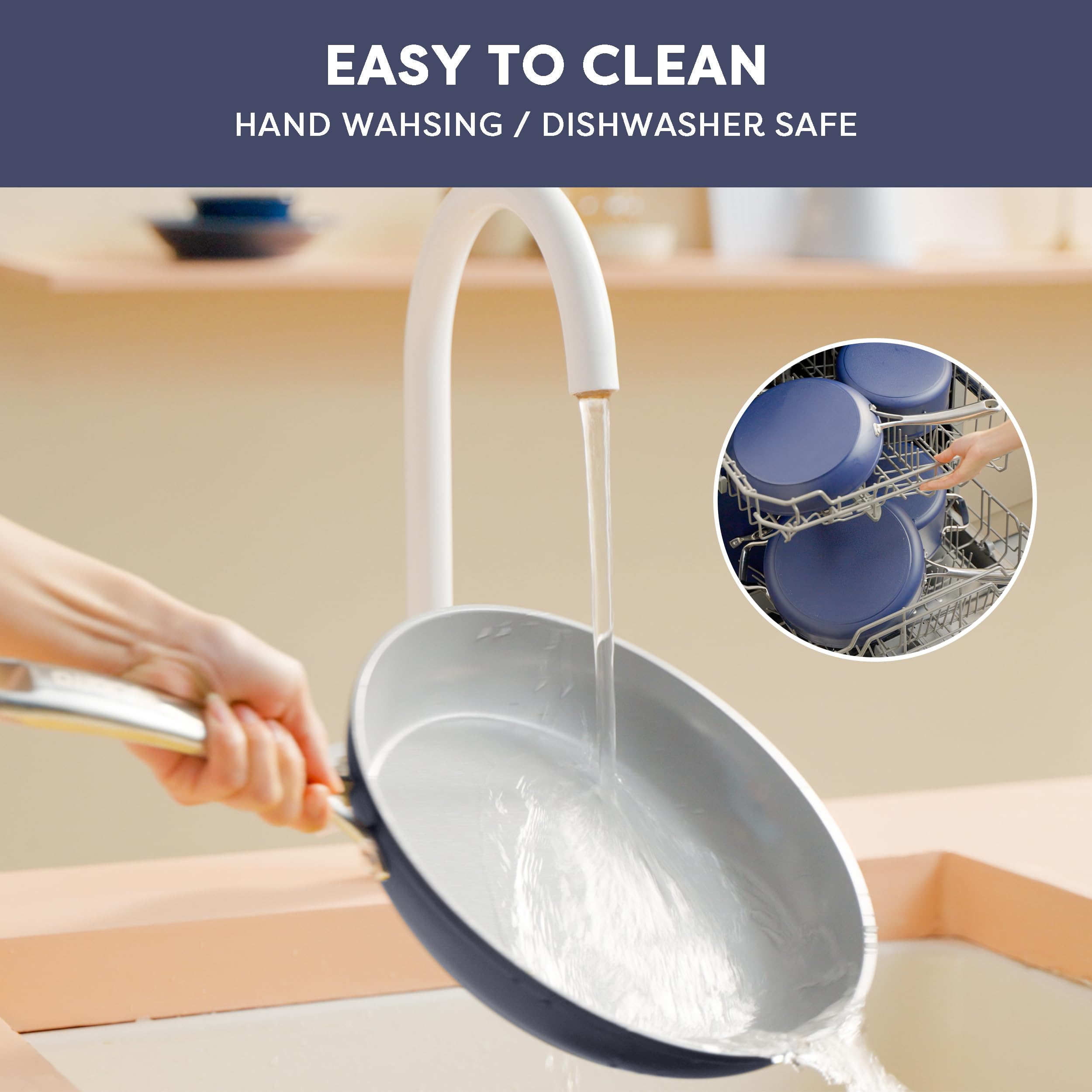CIARRA Nonstick Ceramic Frying Pan, Non Toxic, PTFE & PFOA Free, Oven Safe & Compatible with All Stovetops, 10.2 Inches, Blue