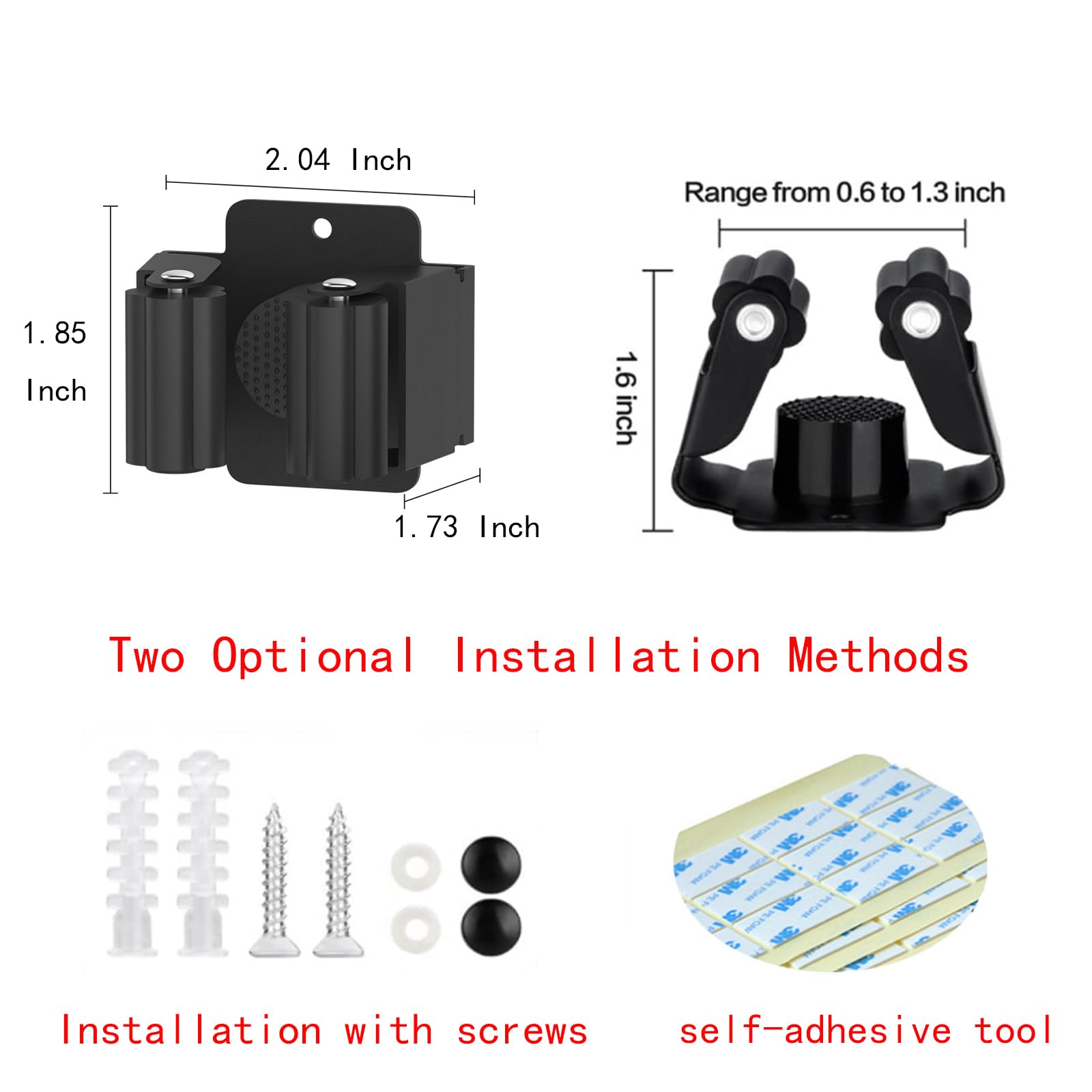 Broom Holder Wall Mount 25 Pack Broom and Mop Organizer Wall Hanging Clamp Clip Hanger Stainless Steel Gripper Mounted Utility Rack with Installation Screws Self Adhesive for Shovel Handle Black