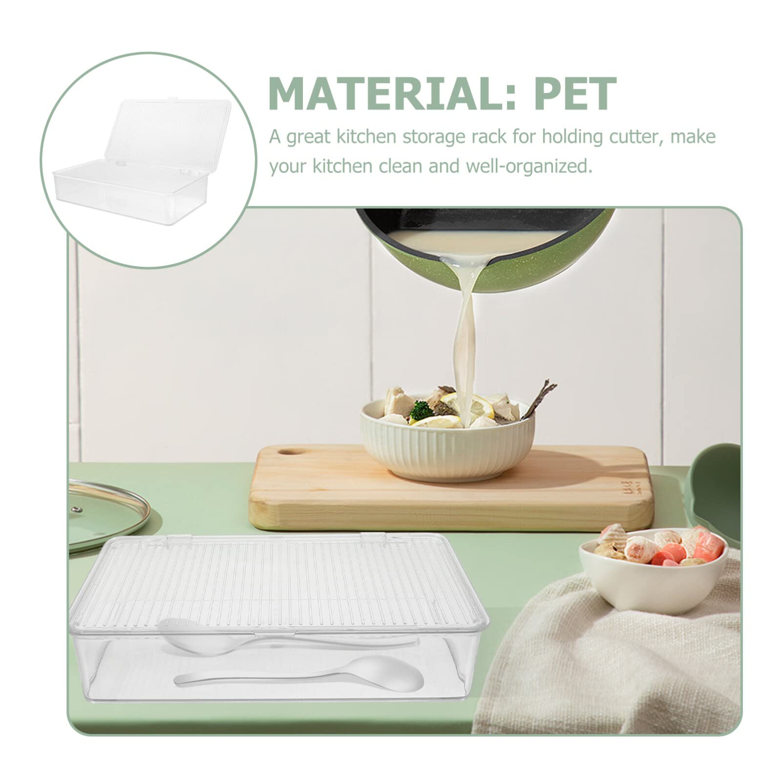 Cabilock Transparent Cutlery Box Silverware Tray for Drawer Clear Cutlery Tray Kitchen Supply Chopsticks Holders Container with Lid Kitchen Utensil Tray Utensil Case The Pet Portable Fork
